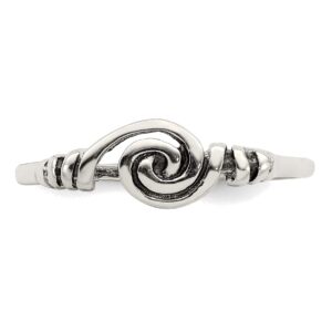 Bonyak Jewelry Solid Sterling Silver Antiqued Swirl Ring in Size 8