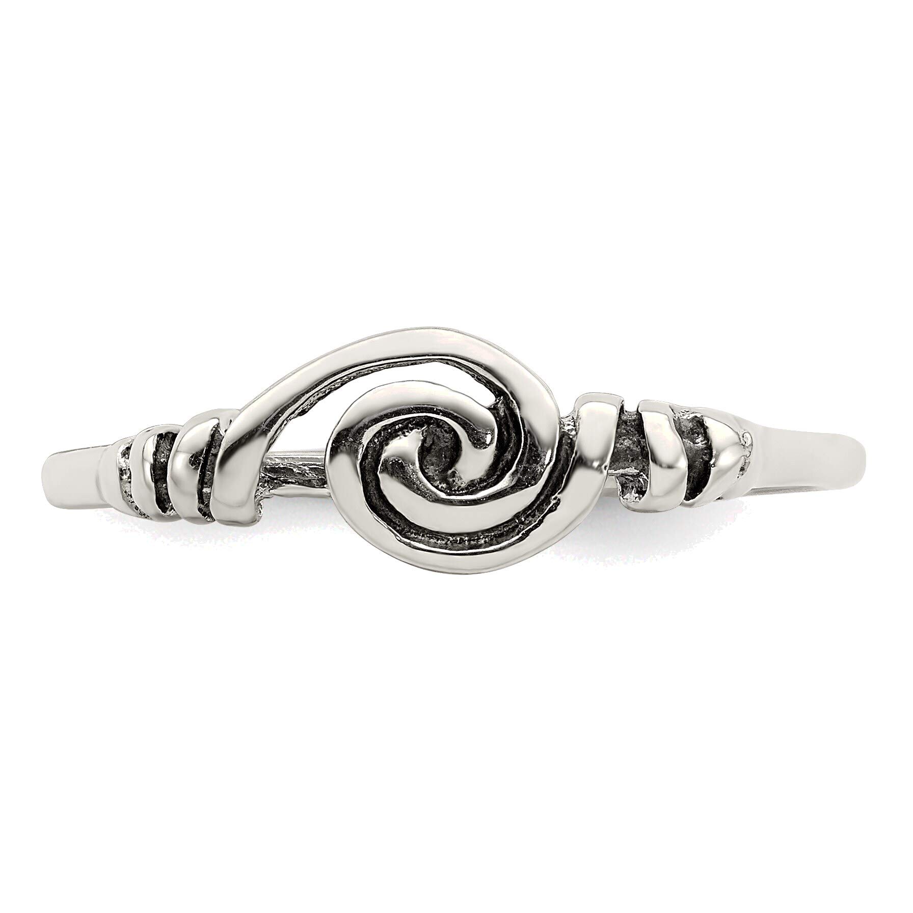 Bonyak Jewelry Solid Sterling Silver Antiqued Swirl Ring in Size 8