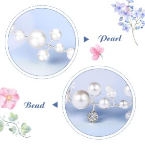 2 Pieces Flower Girls Headpiece Beaded Headband Artificial Crystal Pearl Crown Hair Vine Bride Wedding Headband for Women Girls Toddler Wedding Party Photography (Charming Style)