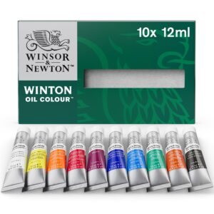 winsor & newton winton oil color paint set, 10 x 12ml (0.4-oz) tubes