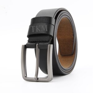 CHARM GLOBAL Personalized Belts For Men, Genuine Leather Belts, Personalized Gifts For Men, LB61 (M-Black)