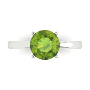 clara pucci 2.0 ct round cut solitaire natural peridot engagement wedding bridal promise anniversary ring in 18k white gold size 8