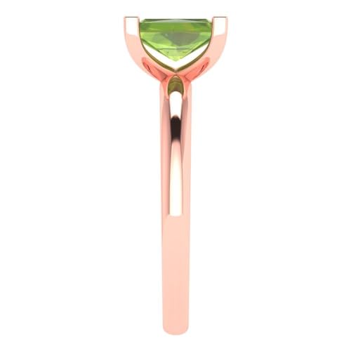 Clara Pucci 1.0 ct Emerald Cut Solitaire Natural Peridot Engagement Wedding Bridal Promise Anniversary Ring 18K Rose Gold Size 3.5