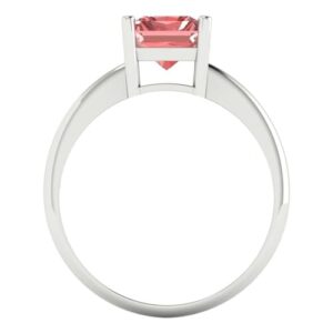 Clara Pucci 2.5ct Radiant Cut Solitaire Natural VVS1 Red Garnet Engagement Bridal Promise Anniversary Ring 18K White Gold Size 8.75