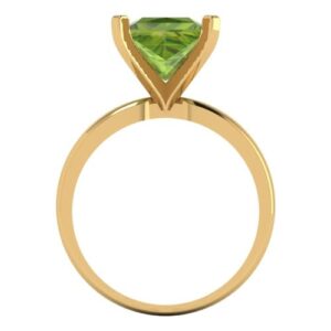 Clara Pucci 3.0 ct Princess Cut Solitaire Natural Peridot Engagement Wedding Bridal Promise Anniversary Ring 18K Yellow Gold Size 9.5