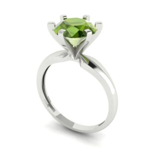 Clara Pucci 2.50ct Round Cut Solitaire Natural Peridot Excellent Engagement Bridal Promise Anniversary Ring in 18K White Gold Size 8.75