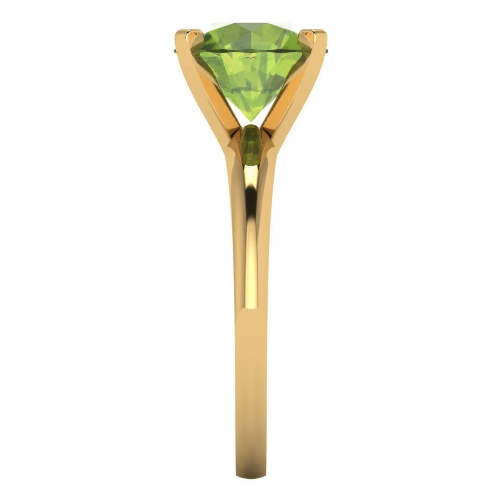 Clara Pucci 2.50ct Round Cut Solitaire Natural Peridot Excellent Engagement Bridal Promise Anniversary Ring in 18K Yellow Gold Size 9.25