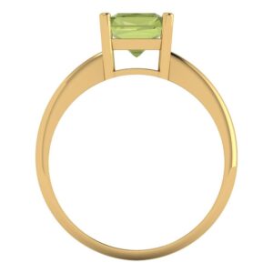 Clara Pucci 2.5ct Radiant Cut Solitaire Natural Peridot Engagement Wedding Bridal Promise Anniversary Ring 18K Yellow Gold Size 3.5