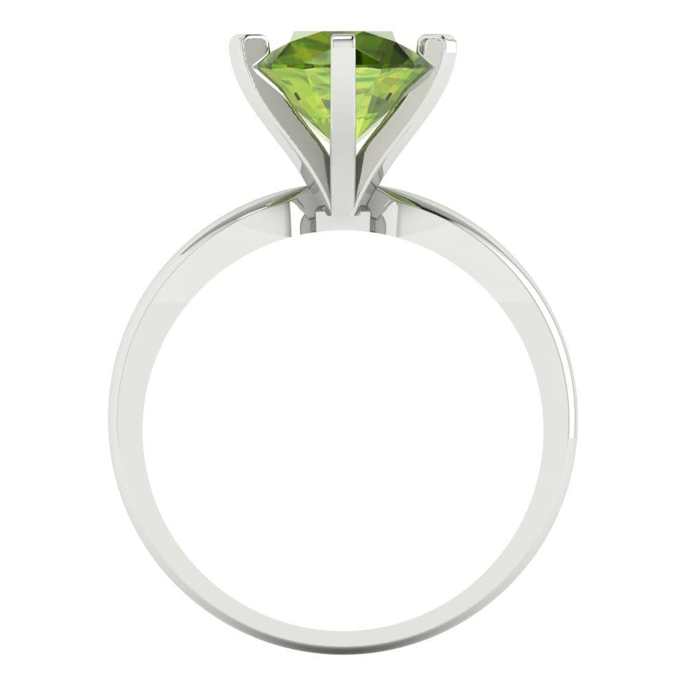 Clara Pucci 2.50ct Round Cut Solitaire Natural Peridot Excellent Engagement Bridal Promise Anniversary Ring in 18K White Gold Size 8.75