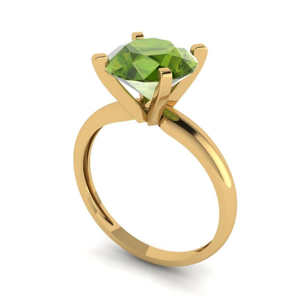 Clara Pucci 2.50ct Round Cut Solitaire Natural Peridot Excellent Engagement Bridal Promise Anniversary Ring in 18K Yellow Gold Size 9.25