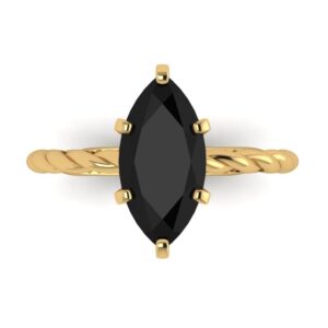 2ct marquise cut solitaire rope twisted knot natural black onyx engagement promise anniversary ring 18k yellow gold 3.5