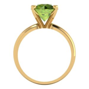 Clara Pucci 2.50ct Round Cut Solitaire Natural Peridot Excellent Engagement Bridal Promise Anniversary Ring in 18K Yellow Gold Size 9.25