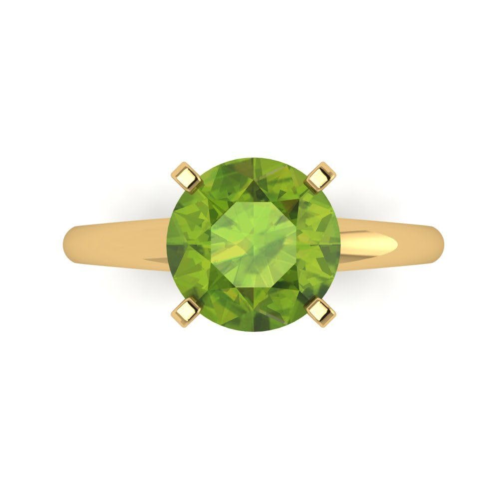 Clara Pucci 2.50ct Round Cut Solitaire Natural Peridot Excellent Engagement Bridal Promise Anniversary Ring in 18K Yellow Gold Size 9.25