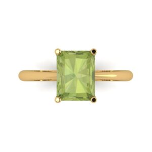 clara pucci 2.5ct radiant cut solitaire natural peridot engagement wedding bridal promise anniversary ring 18k yellow gold size 3.5