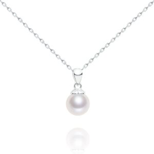 8mm round pendant single pearl necklace sterling silver freshwater cultured pearl necklace for women