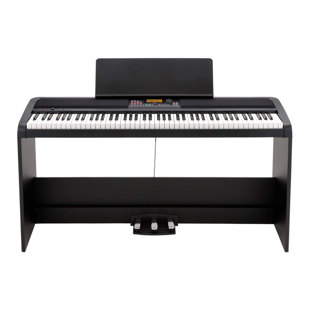 KORG XE20SP 88 Weighted Keys Digital Piano with Stand and 3 Pedals Bundle with Knox Gear Bench, Piano Light, and Piano Book/CD (4 Items)