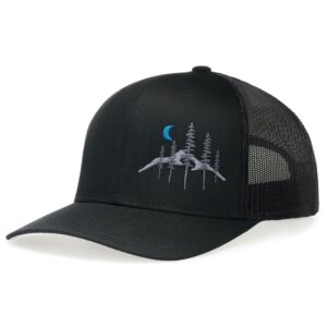 larix wild blue moon design all black snapback trucker hat