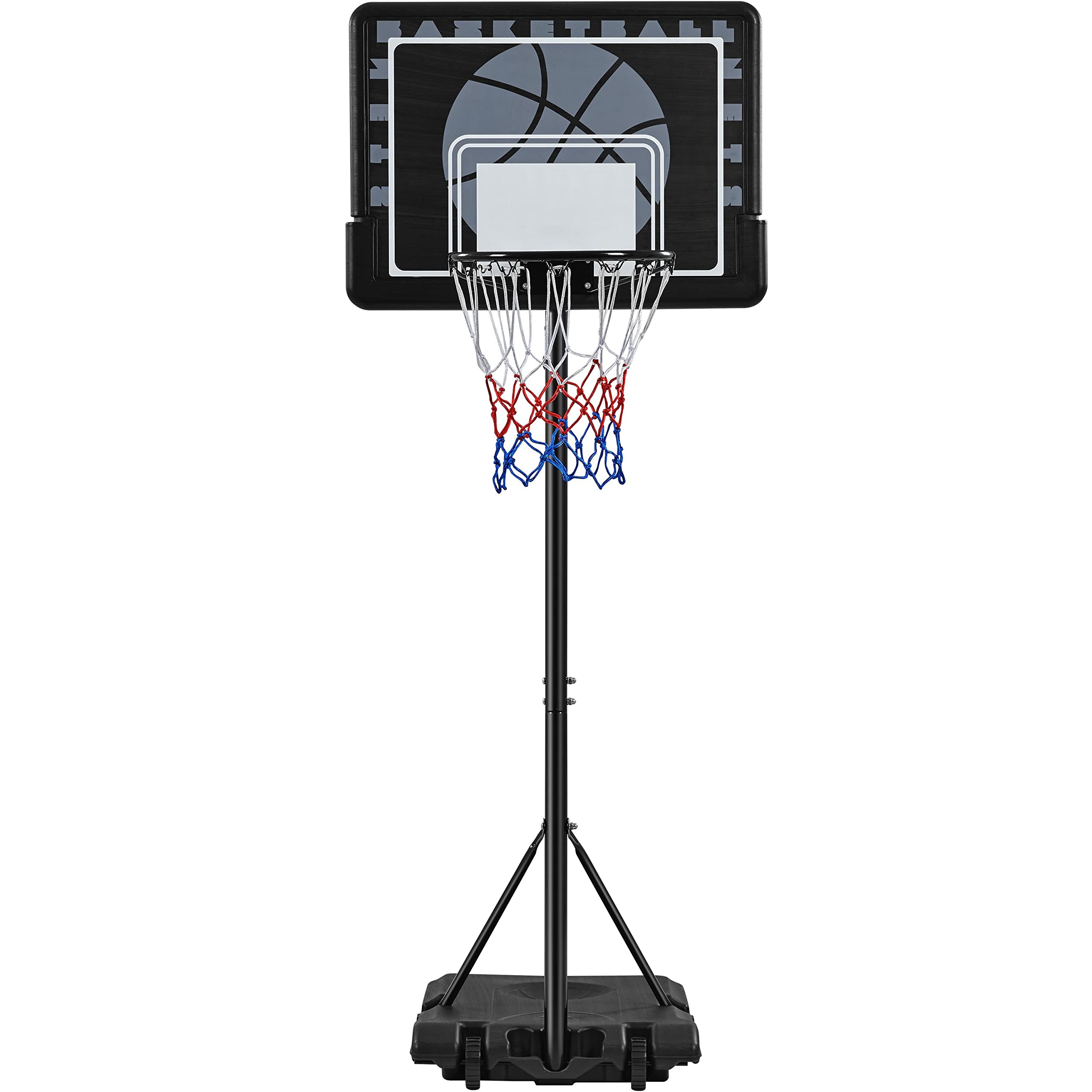 Topeakmart Portable Basketball Hoop System Free Standing Basketaball Goal Set 7.7ft-8.7ft Baskatball Net Stand with 32'' PE Backboard & Fillable Base