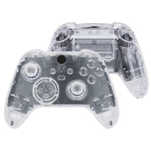 extremerate full set shell buttons for xbox series x & s controller, clear replacement accessories side rails grips front back plate cover for xbox core wireless controller [controller excluded]