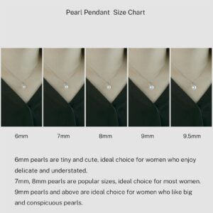 8mm Round Pendant Single Pearl Necklace Sterling Silver Freshwater Cultured Pearl Necklace for Women