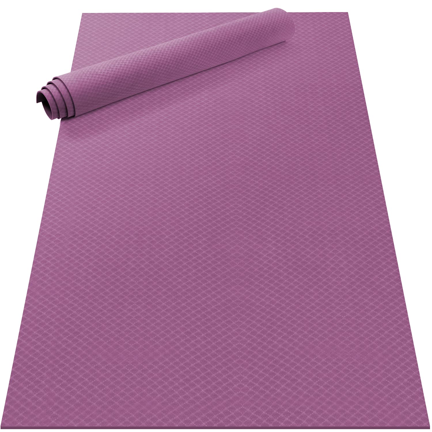 Odoland Large Yoga Mat 78.7'' x 51.2'' (6.56'x4.26') x6mm for Pilates Stretching Home Gym Workout, Extra Thick Non Slip Exercise Mat with Carry Strap, Dull Purple