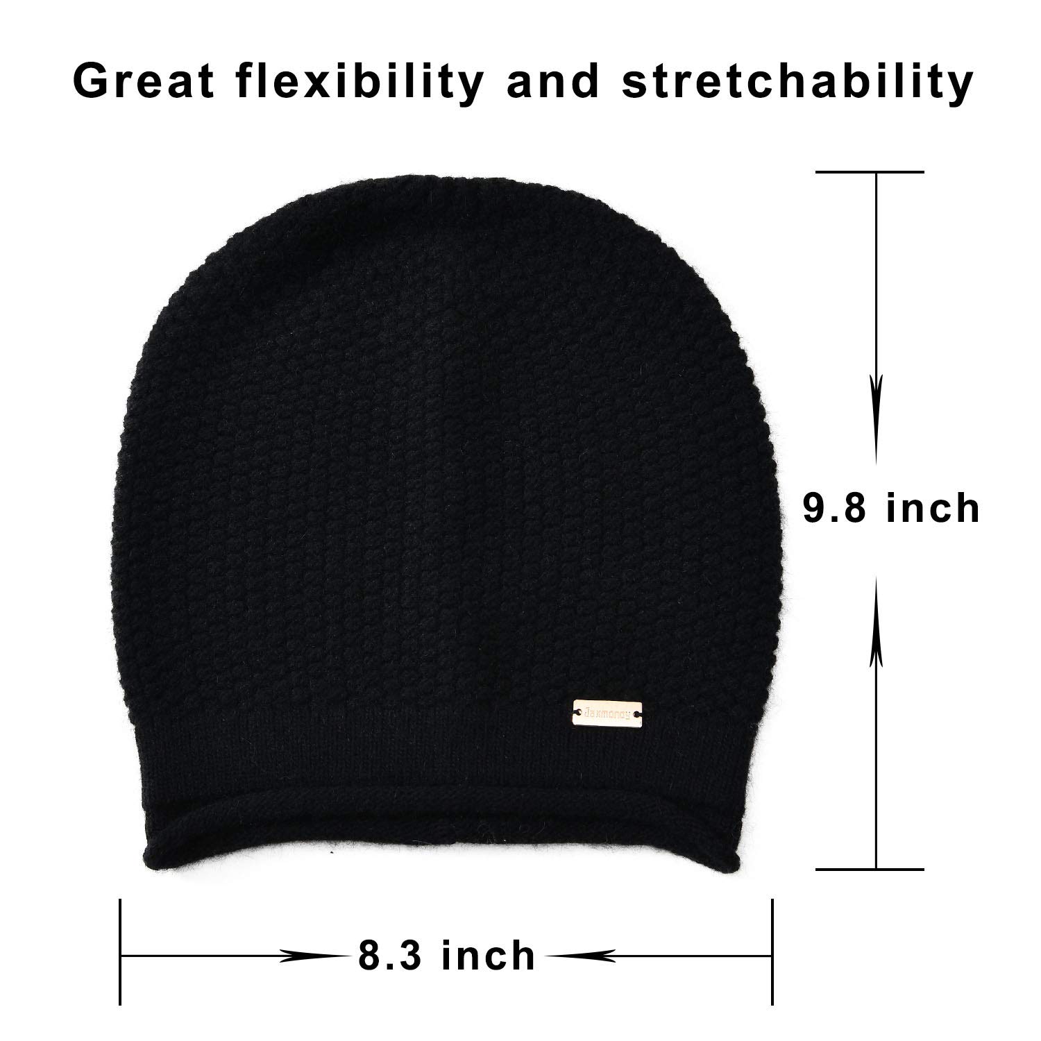 jaxmonoy Black Slouchy Beanies for Women Winter Soft Warm Cashmere Hat Skull Cap Ladies Knit Wool Beanie hat for Women - Black