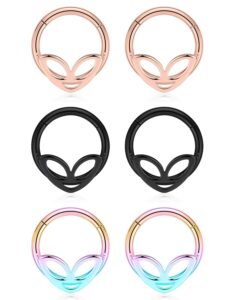 kadogohno 16g septum ring (6 pcs hoop rings) - 316l stainless steel, clicker closure, multiple colors, inner diameter 10mm, for ear and nose piercing