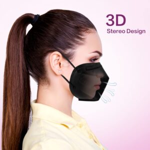 Miuphro KN95 Disposable Face Mask 25 Pack 5-Ply Breathable Safety Masks Against PM2.5, Disposable Respirator Protection Mask for Men and Women Black