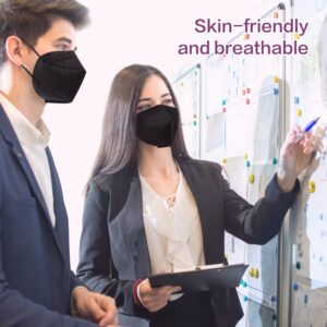 Miuphro KN95 Disposable Face Mask 25 Pack 5-Ply Breathable Safety Masks Against PM2.5, Disposable Respirator Protection Mask for Men and Women Black