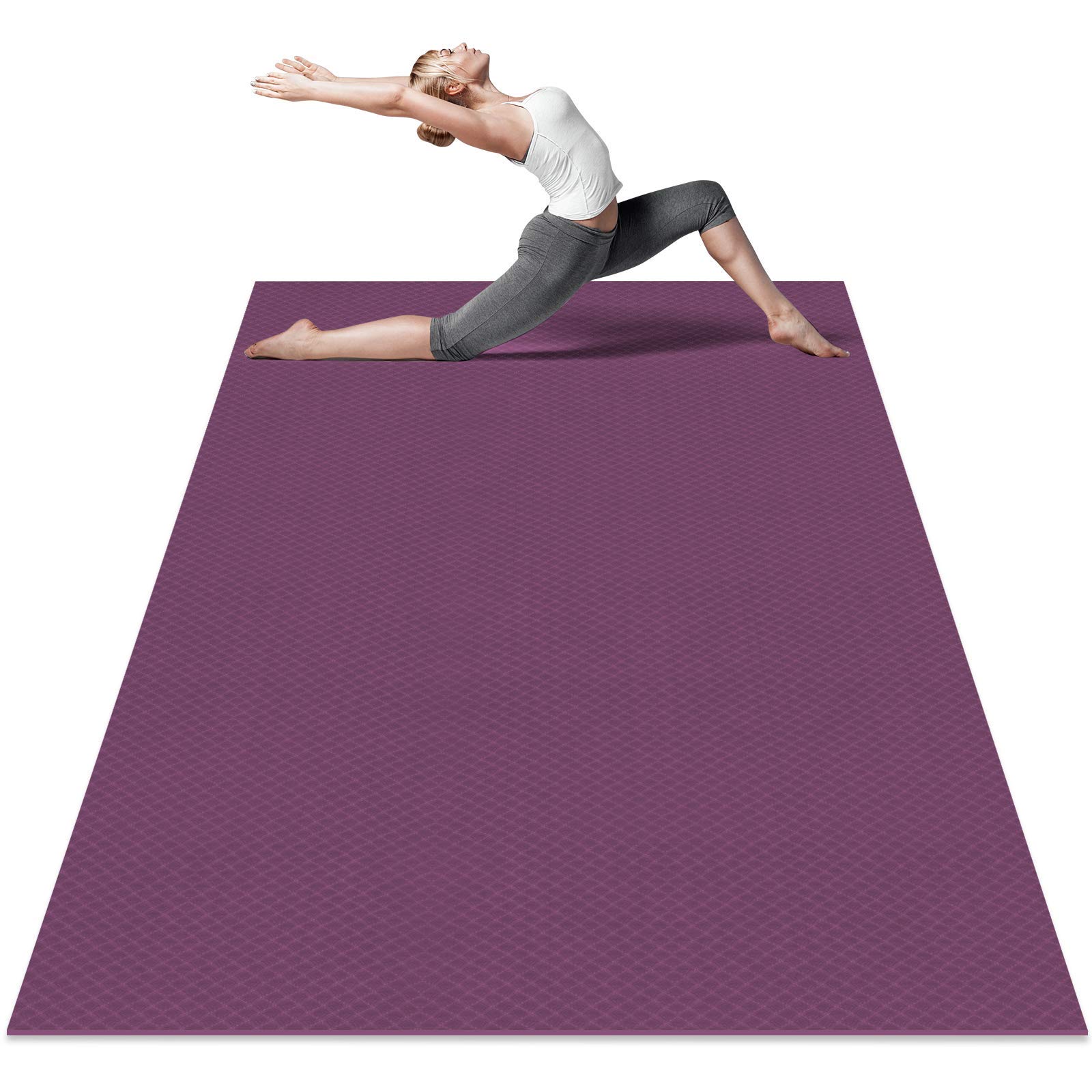 Odoland Large Yoga Mat 78.7'' x 51.2'' (6.56'x4.26') x6mm for Pilates Stretching Home Gym Workout, Extra Thick Non Slip Exercise Mat with Carry Strap, Dull Purple