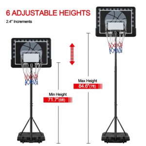 Topeakmart Portable Basketball Hoop System Free Standing Basketaball Goal Set 7.7ft-8.7ft Baskatball Net Stand with 32'' PE Backboard & Fillable Base