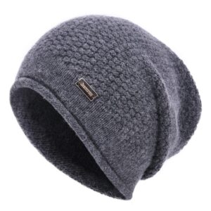 jaxmonoy slouchy beanies for women winter soft warm cashmere hat skull cap ladies knit wool beanie hat for women - dark grey