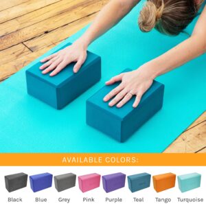 Sol Living Yoga Blocks 2 Pack High Density EVA Foam Yoga Cushion Stretching Pilates Meditation Exercise Equipment Support Deepen Poses Odor Free Non Slip Yoga Accessories - 4" x 6" x 9"- Teal