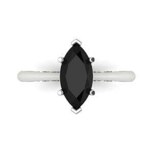 1.50 ct marquise cut solitaire natural black onyx engagement bridal promise anniversary ring 18k white gold size 3.75