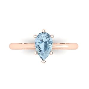 clara pucci 1.0 ct pear cut solitaire blue simulated diamond engagement wedding bridal promise anniversary ring 18k rose gold size 7.75