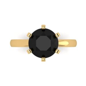 3 ct round cut solitaire natural black onyx excellent engagement bridal promise anniversary ring 18k yellow gold size 5.75