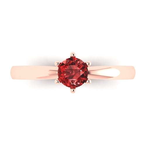 Clara Pucci 0.50 ct Round Cut Solitaire Natural VVS1 Red Garnet Engagement Wedding Bridal Promise Anniversary Ring 18K rose Gold Size 9