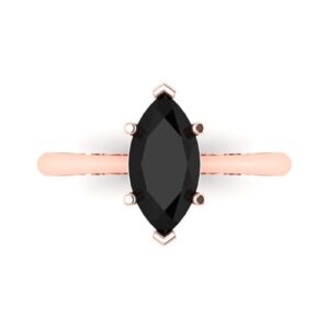 1.50 ct marquise cut solitaire natural black onyx engagement wedding bridal promise anniversary ring 18k rose gold size 5