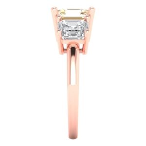 3.25ct Sq Emerald cut 3 stone Solitaire Natural Brown Morganite Engagement Promise Anniversary Bridal Ring 18K Rose Gold 4