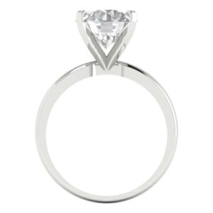 Clara Pucci 3.0 ct Round Cut Solitaire White Lab Created Sapphire Engagement Bridal Promise Anniversary Ring in 18K White Gold Size 6.5