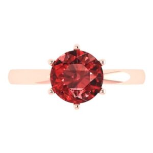 clara pucci 2.0 ct round cut solitaire natural vvs1 red garnet engagement wedding bridal promise anniversary ring 18k rose gold size 7.75