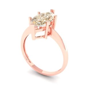 Clara Pucci 2.50 ct Marquise Cut Solitaire Natural Brown Morganite Engagement Bridal Promise Anniversary Ring 18K Rose Gold Size 10.5