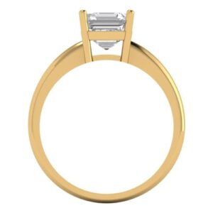 Clara Pucci 1.50 ct Asscher Cut Solitaire White Lab Created Sapphire Engagement Bridal Promise Anniversary Ring 18K Yellow Gold Size 3.5