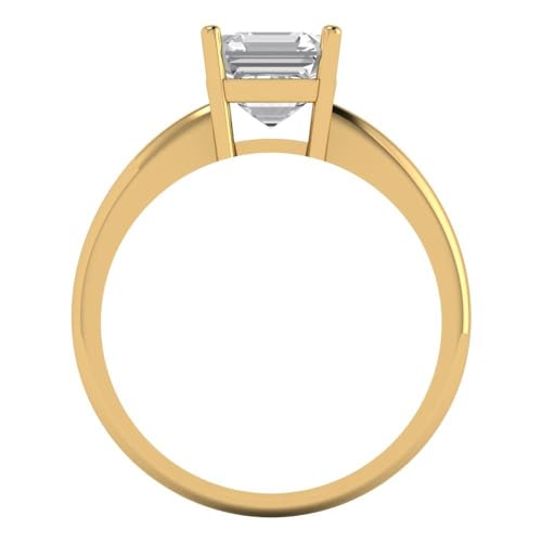 Clara Pucci 1.50 ct Asscher Cut Solitaire White Lab Created Sapphire Engagement Bridal Promise Anniversary Ring 18K Yellow Gold Size 3.5