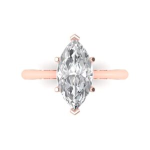 clara pucci 2.50 ct marquise cut solitaire white lab created sapphire engagement bridal promise anniversary ring 18k rose gold size 3.5