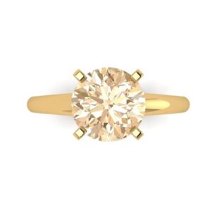 clara pucci 2.50ct round cut solitaire natural brown morganite engagement bridal promise anniversary ring in 18k yellow gold 4.75