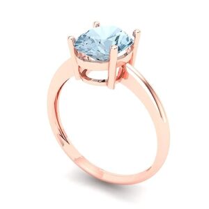 Clara Pucci 2.0 ct Oval Cut Solitaire Blue Simulated Diamond Engagement Wedding Bridal Promise Anniversary Ring 18K Rose Gold Size 4.25