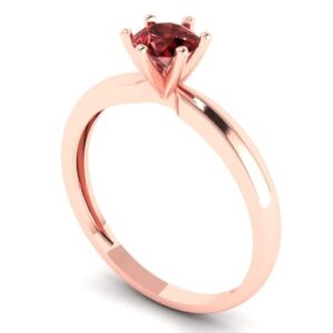 Clara Pucci 0.50 ct Round Cut Solitaire Natural VVS1 Red Garnet Engagement Wedding Bridal Promise Anniversary Ring 18K rose Gold Size 9