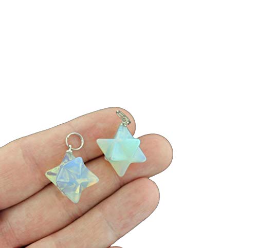 Bohemian Findings Natural Opalite Merkaba Star Pendant 3D - GEM034