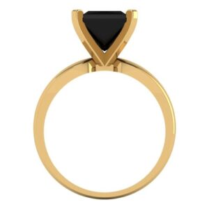 2.50ct Princess Cut Solitaire Natural Black Onyx Excellent Engagement Bridal Promise Anniversary Ring 18K Yellow Gold 5.5